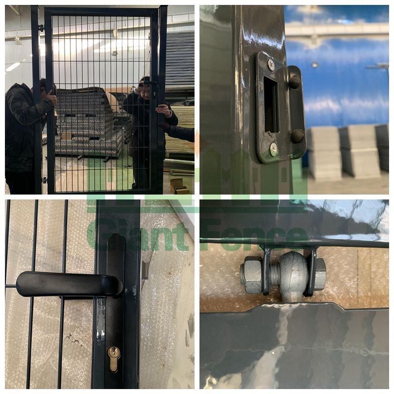 Powder Coated Galvanized Wire Mesh Fence Farm Metal Gate with Lock