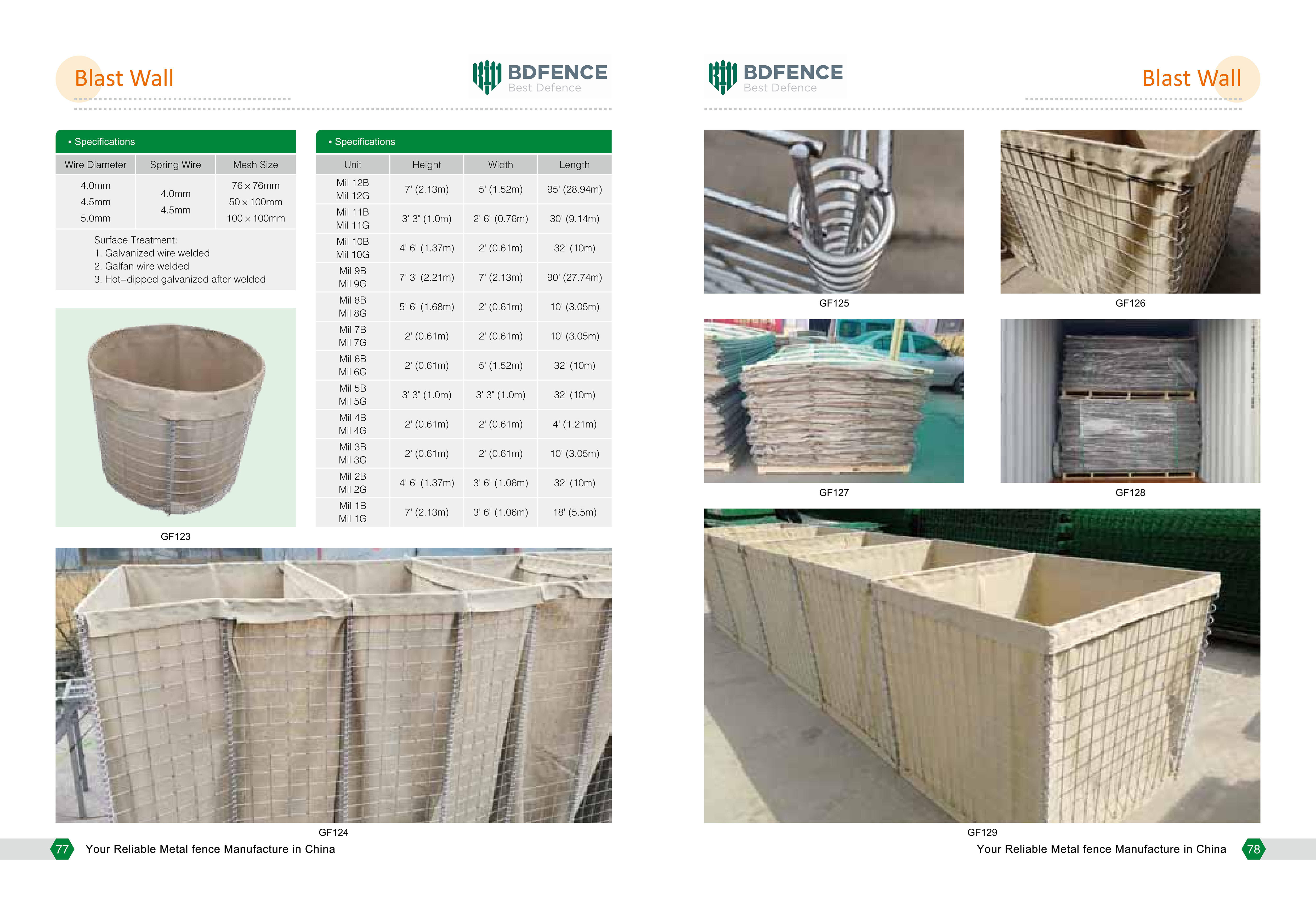 Galvanized weld gabion barrier anti-blast wall blast barrier blast wall